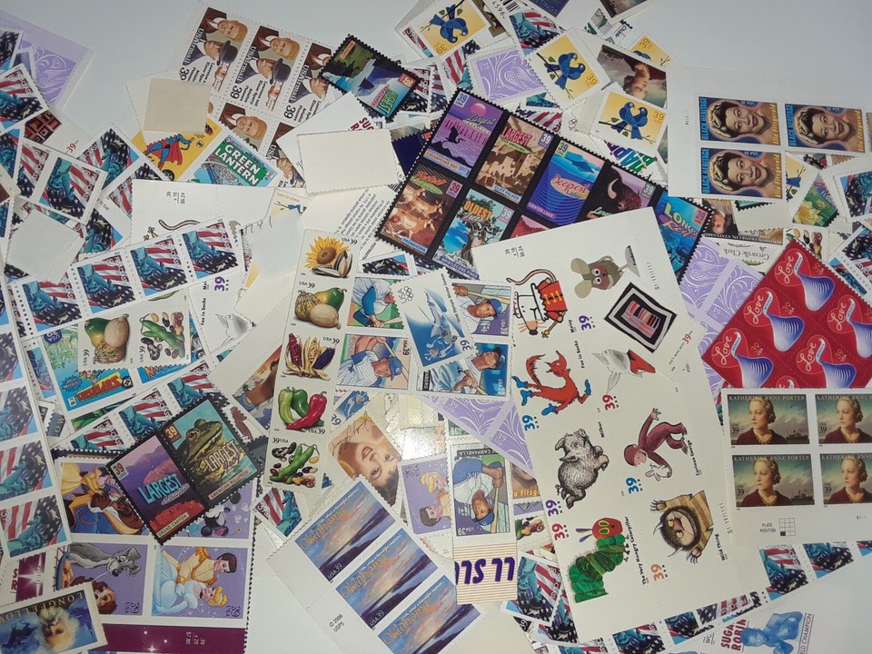 Mixed 100 of New/Usable Multiples, Strips & Singles of 39¢ US Postage ...