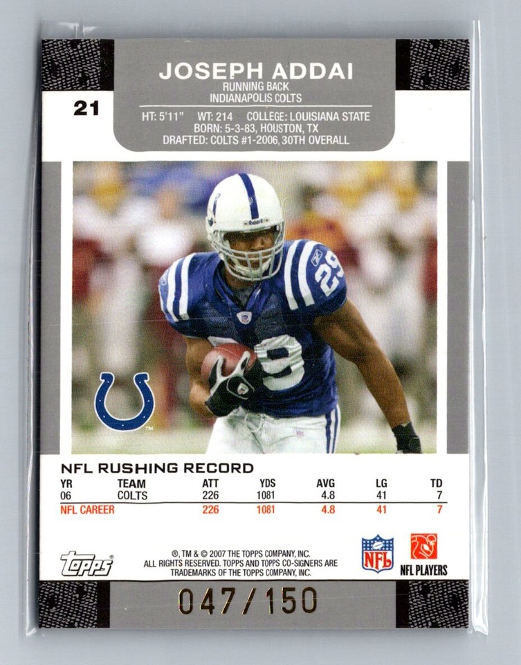2007 Topps Co-Signers #21 Joseph Addai/Peyton Manning /150 | eBay