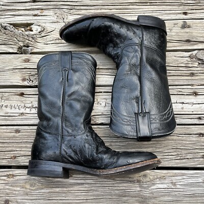 Justin L3171 Black Full Quill Ostrich Cowboy Western Roper Boot Rodeo ...