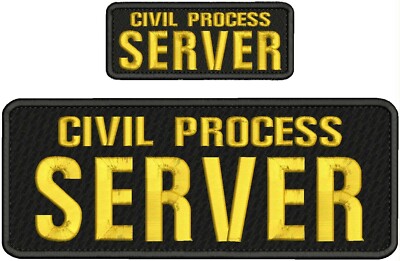 CIVIL PROCESS SERVER embroidery patch 4x10 and 2x5 hook on back GOLD | eBay