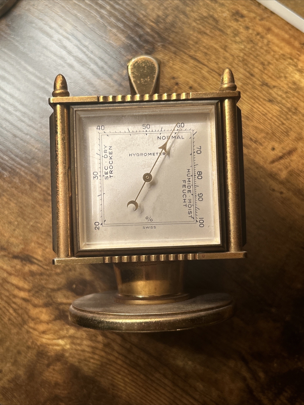 FINE IMHOF BRASS WEATHER STATION CLOCK BAROMETER HYGROMETER SWISS-SALEM ...