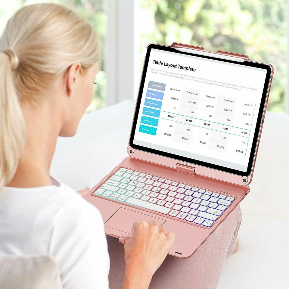 For iPad Pro 12.9 inch 6th/5th/4th/3rd Gen Touchpad Rotate Keyboard ...