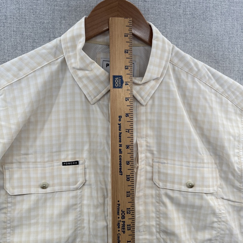 Poncho Shirt Men Large Regular Pink Plaid Short Sleeve Button Up ...