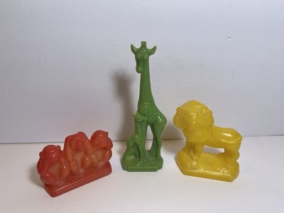 3 VINTAGE LION COUNTRY SAFARI BLOW MOLD PLASTIC WAX ANIMALS Lion ...