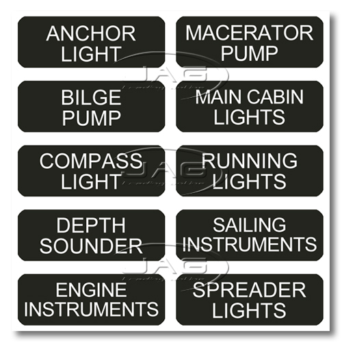 SET MINI MINIATURE RECTANGULAR SWITCH PANEL LABELS - Boat/Caravan/Decal ...