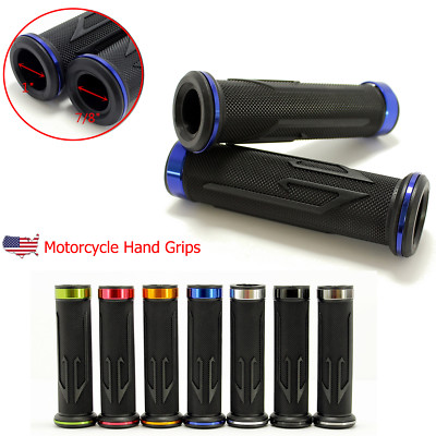 FOR KAWASAKI SUZUKI HONDA YAMAHA BLUE MOTORCYCLE HAND GRIPS 7/8" HANDLE ...