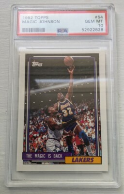 1992 Topps #54 Magic Johnson PSA 10 Los Angeles Lakers The Magic Is ...