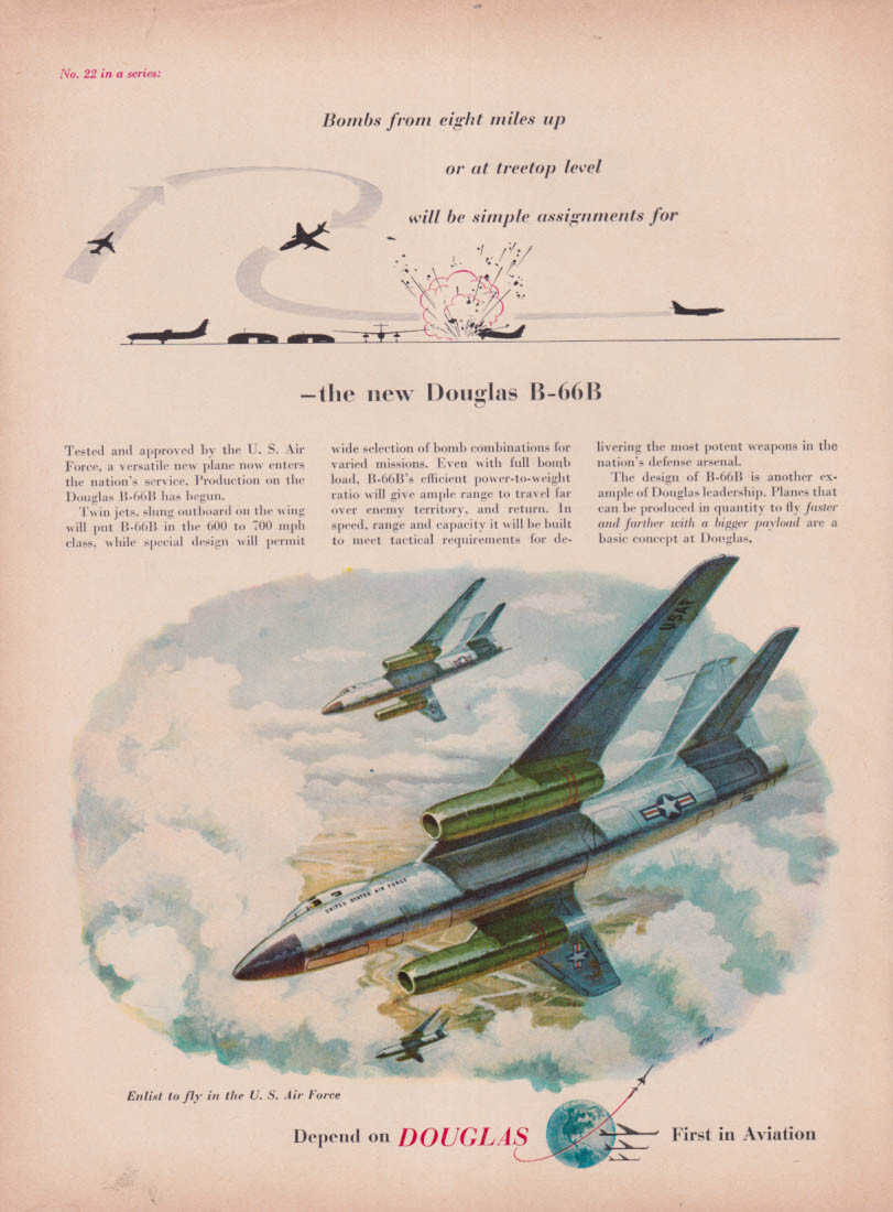 Bombs from eight miles up: Douglas B-66B Destroyer ad 1953 Nwk | eBay