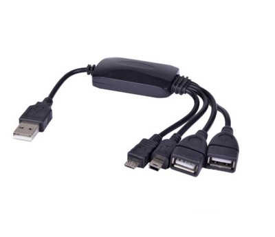 4-Port USB 2.0 Smart Hub - 2 USB Ports / 1 Micro USB Port / 1 Mini USB ...