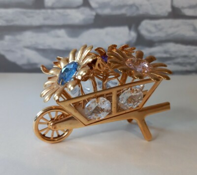 MATASHI CRYSTALS - 24K GOLD Plated FLOWER Wheelbarrow CRYSTALS ...
