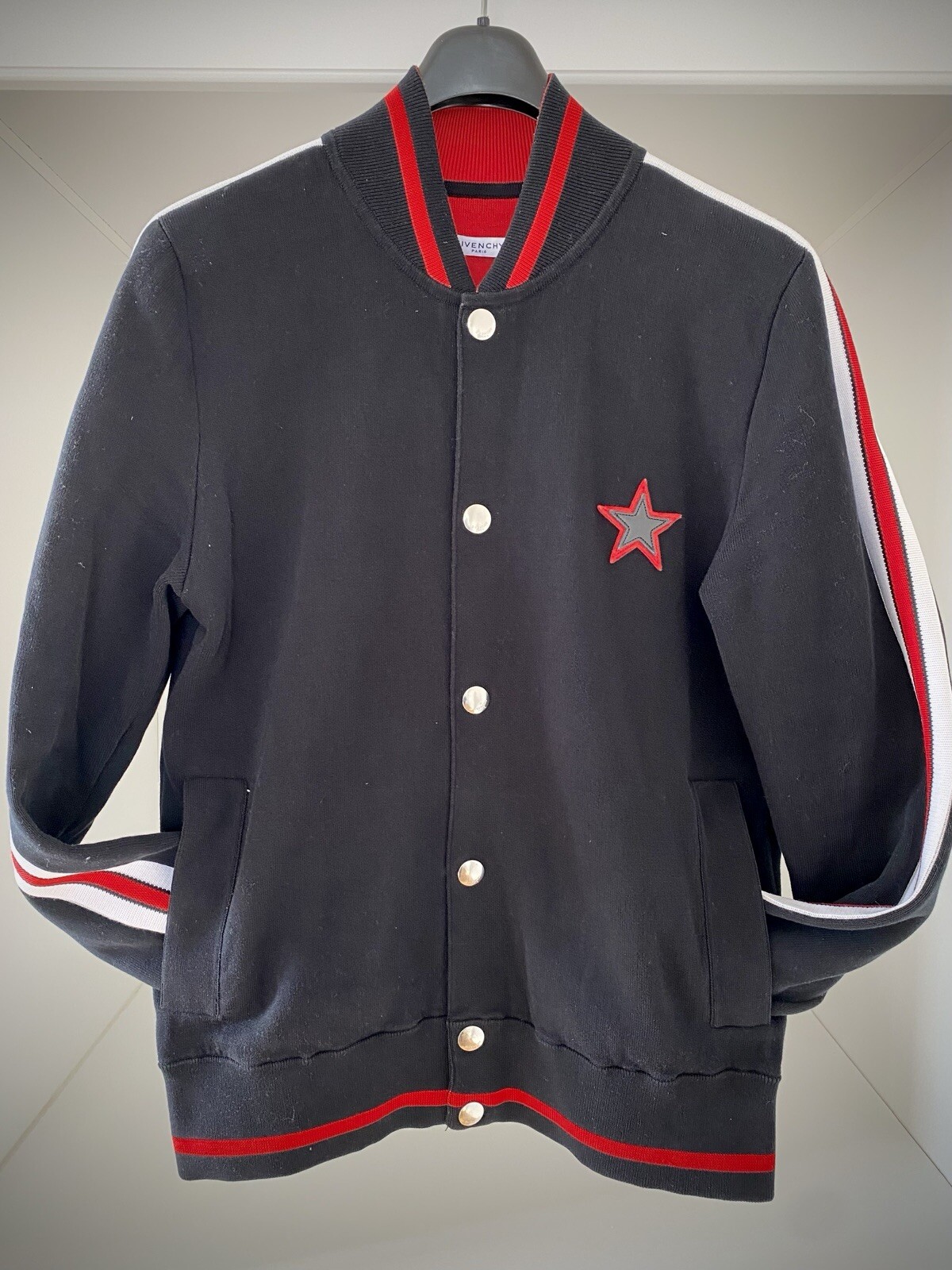 Rare Givenchy Bomber Jacket Logo Star Stripe Cotton L… - Gem