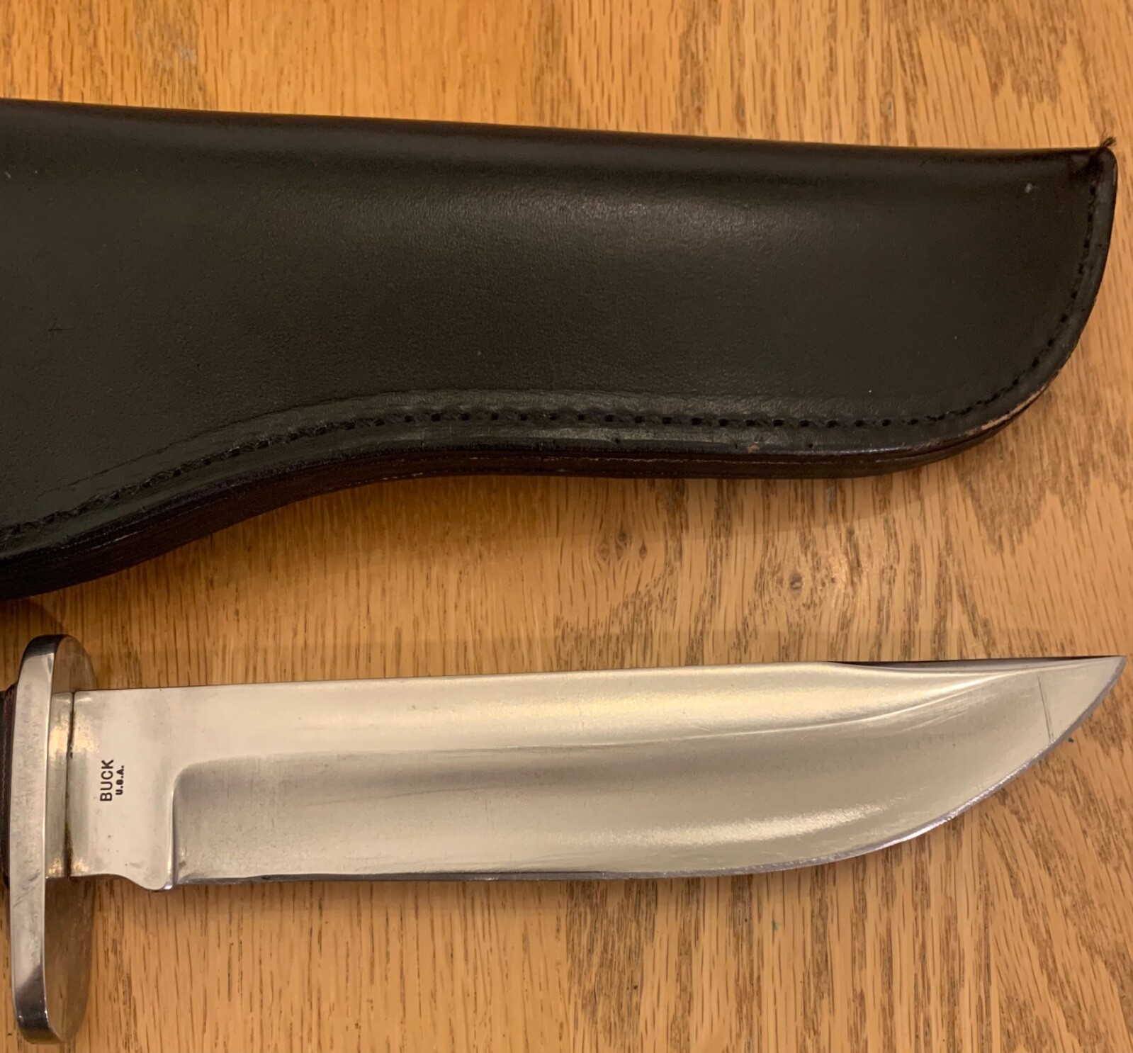 RARE 2 LINE INVERTED BUCK 124 FRONTIERSMAN KNIFE W/ EARLY SHEATH USED ...