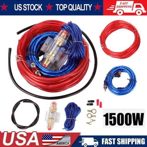 1500W Car Audio Cable Kit Amp Amplifier Install RCA Subwoofer Sub ...