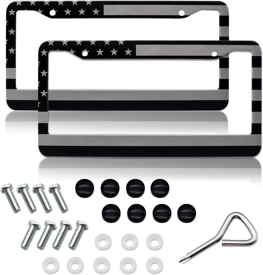 2pcs For Ford Accessories American US Flag Car Truck License Plate ...