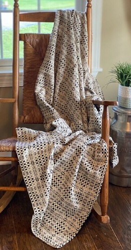 NEW Primitive THROW BLACK CREAM GRAY SHADOWBROOK Woven 52" x 74 ...