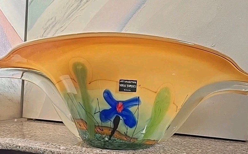 Vintage Vase Glass Mihai Topescu Signed/ Masterpiece Of Comtemporary ...