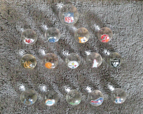 Vintage R&R NFL Clear Glass Marbles with Team Logos, Set of 28 | eBay