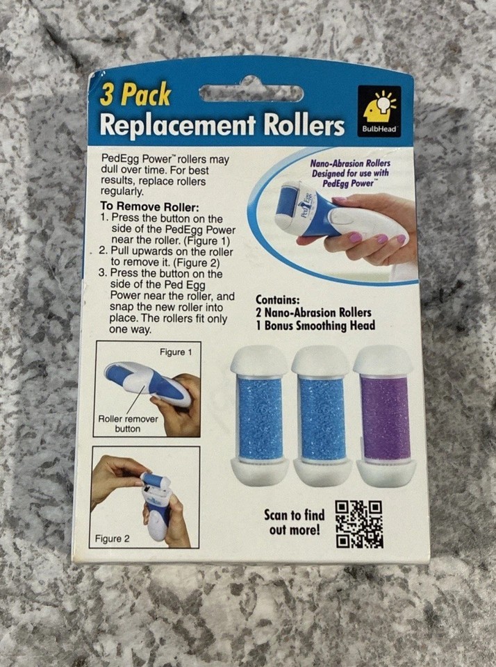 PedEgg Power 3 Pack Replacement Rollers Ped Egg Callus Remover BRAND ...