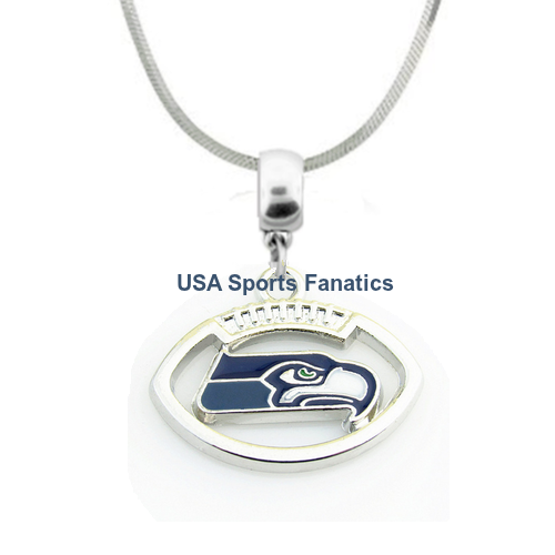 NFL Seattle Seahawks Football Logo Pendant Necklace On A 925 Snake ...