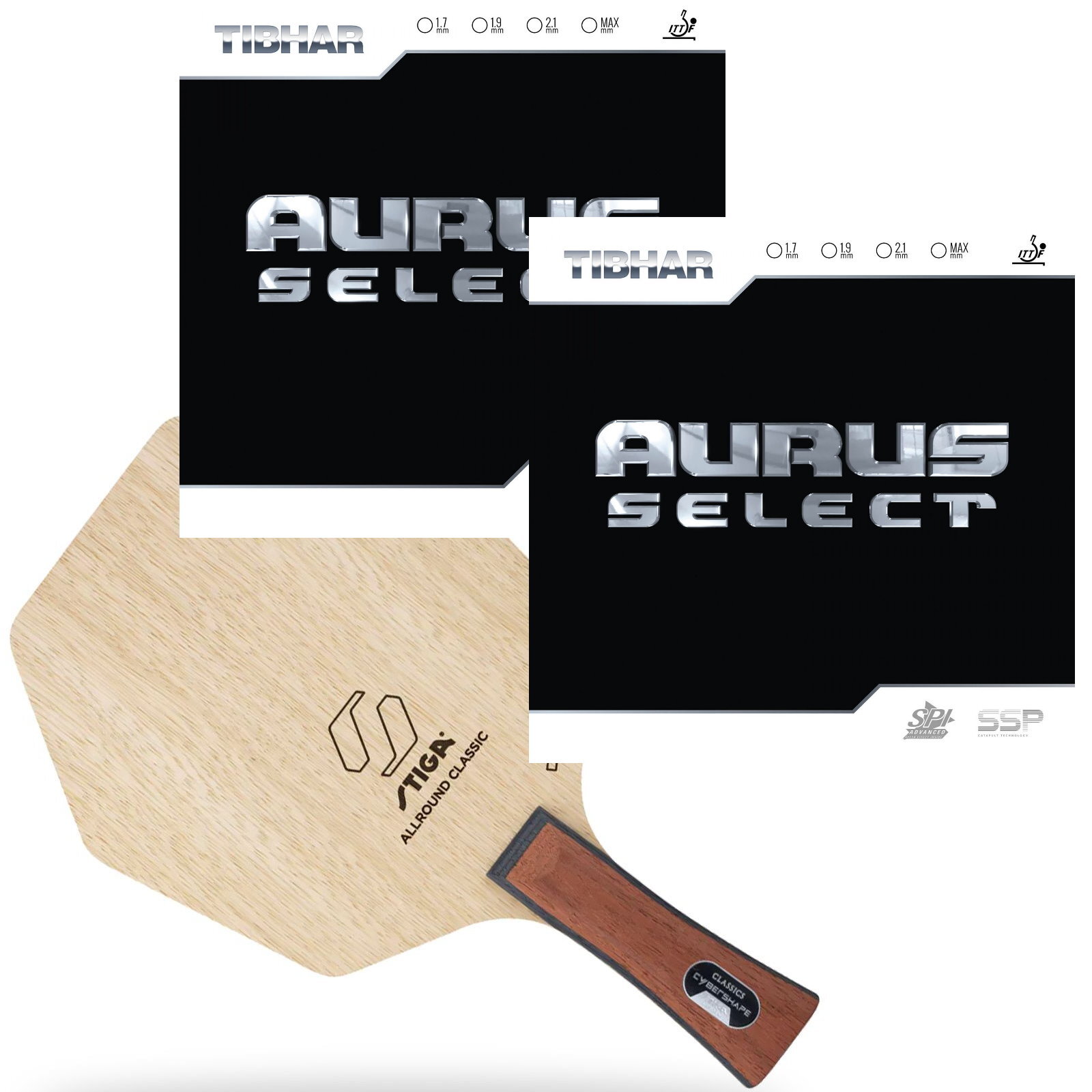 Profi Tischtennisschläger Stiga Cybershape mit Tibhar Aurus Select ...