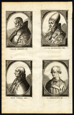 Antique Print-POPE-SAINT-SERGIUS IV-BENEDICT VIII-IX-JOHN XIX-Hazart ...