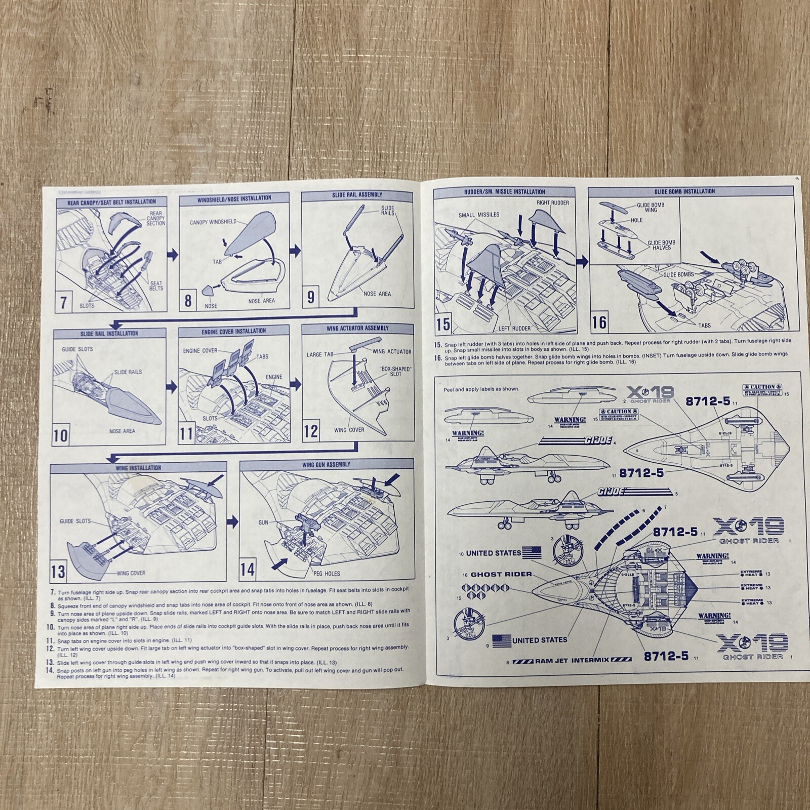 Hasbro 1988 Phantom X-19 Stealth Fighter Instructions, blueprints, G.I ...