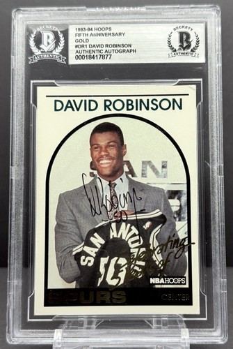 1993-94 Hoops David Robinson BGS Authentic Auto Spurs 5th Anniv. Gold ...