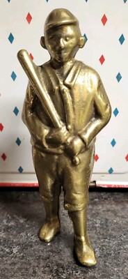 Vintage Ty Cobb Style Brass Metal Piggy Coin Bank Baseball Player MLB ...