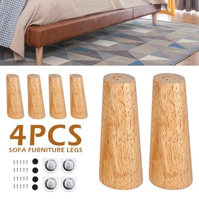 4X Wooden Angled Furniture Legs 10° Inclined Tapered Feet for Sofa ...