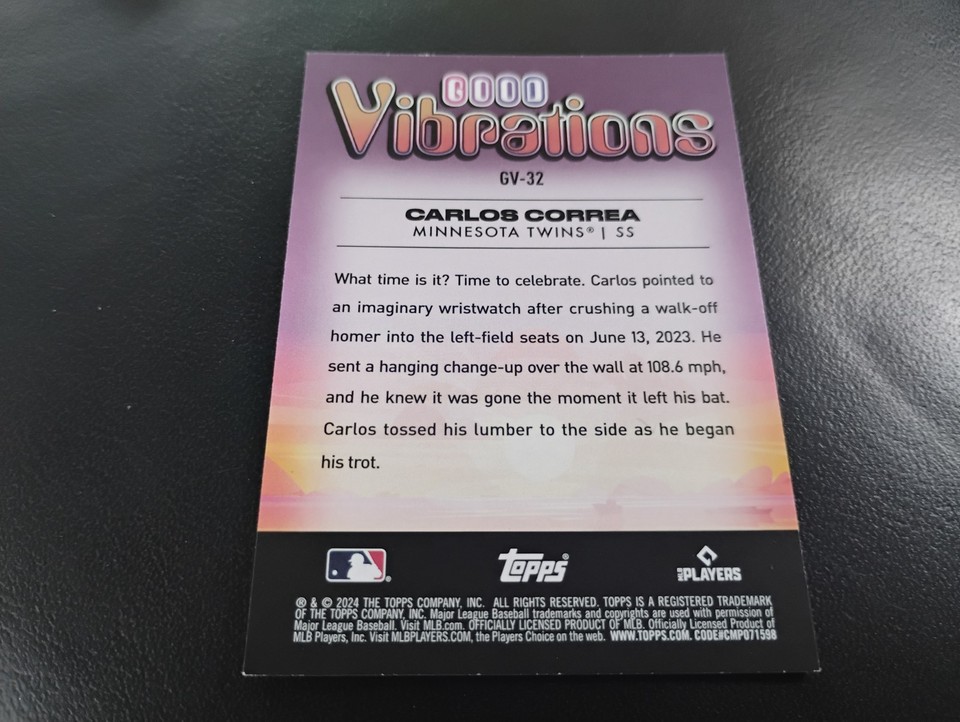 Carlos Correa 2024 Topps Big League Good Vibrations Insert Baseball ...