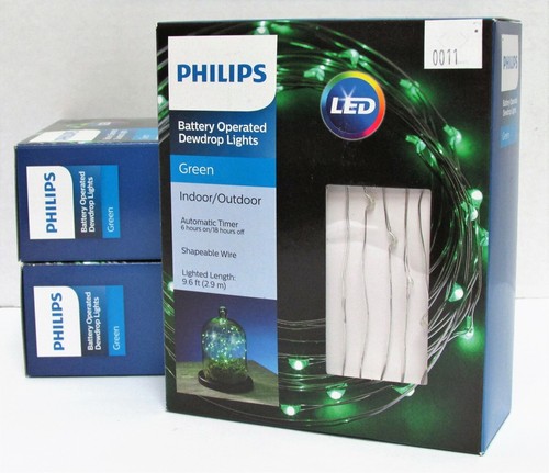 Lot of 3 LED Battery Operated Dewdrop Lights w/Timer Philips 051042765 ...
