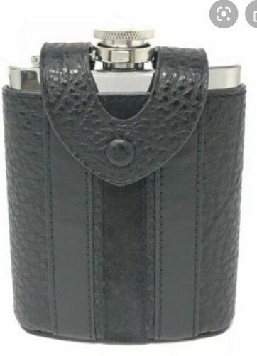 Coach Hip Flask Varsity Stripe Buffalo Embossed, Calf Leather Black NWT ...
