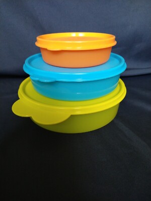 NEW TUPPERWARE LITTLE WONDERS BOWLS SET OF 3 portioned snack cup lunch ...