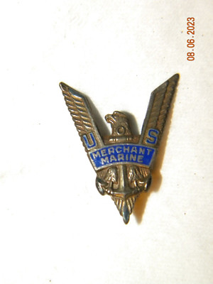 Vintage WW II US Merchant Marine Sterling Silver And Enamel Lapel Eagle ...