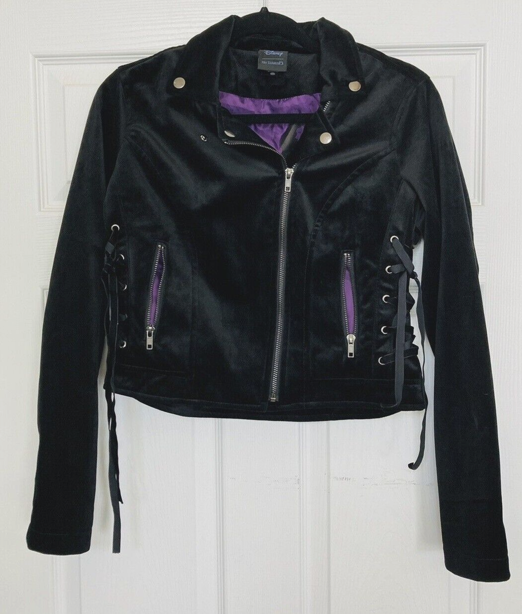 Disney Her Universe women's jacket black velvet motorcycle XS ...