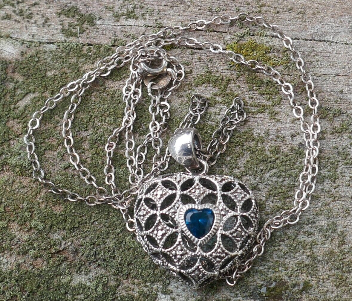 Vintage Avon Sterling & Blue Stone Heart Shaped Penda… - Gem