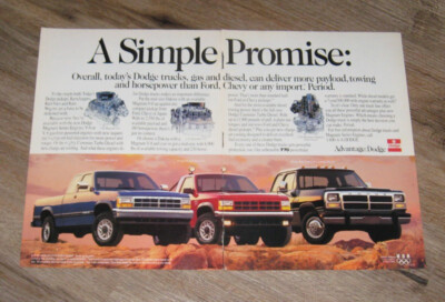 Dodge 1992 Truck AD Dakota Club Cab RAM Sport V-6 magazine pages ...