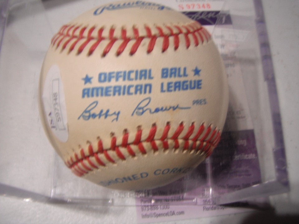 Bobby Doerr Autographed AL Bobby Brown Baseball HOF Boston Red Sox ...