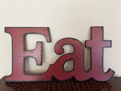 Red Eat Wood Wall Decor Hanging Sign Chic MDF Wood Kitchen Decoration ...