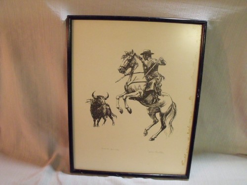 JOHN FULTON PENCIL SIGNED FRAMED LITHO MATADOR / BULLFIGHT, CARLOS ...