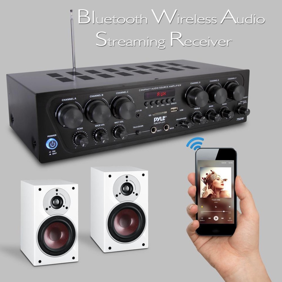 Pyle Bluetooth Home Audio 750W 6 Channel Amplifier Stereo Receiver (For ...