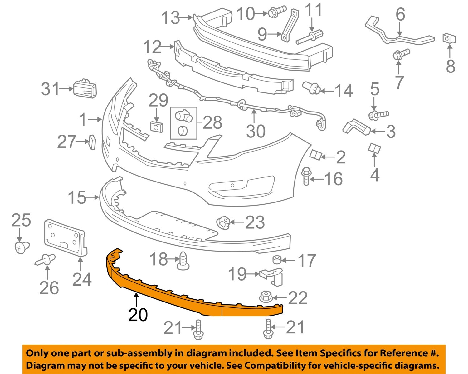 2011-2015 Chevrolet Volt Front Bumper Lower Air Deflector Valance GM ...