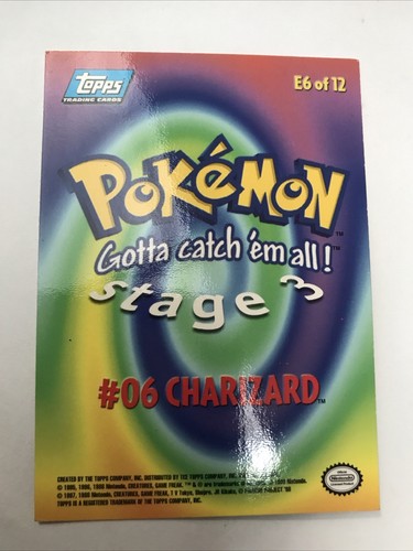 Pokemon TCG Topps Charizard E6 of 12 Movie Edition Holo Foil Blue Logo ...