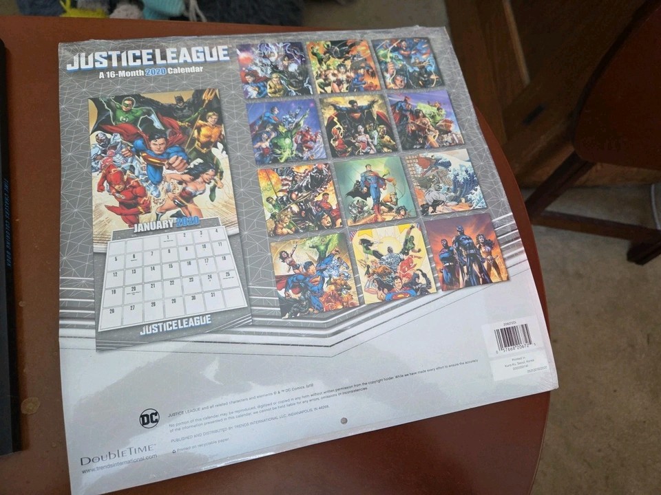 Justice League 2020 Wall Calendar 16 Months 12"X 24" by Double Time ...