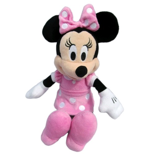 Minnie Mouse Disney Plush Toy Figure Pink Poka Dot Dress Bow Stuffed ...