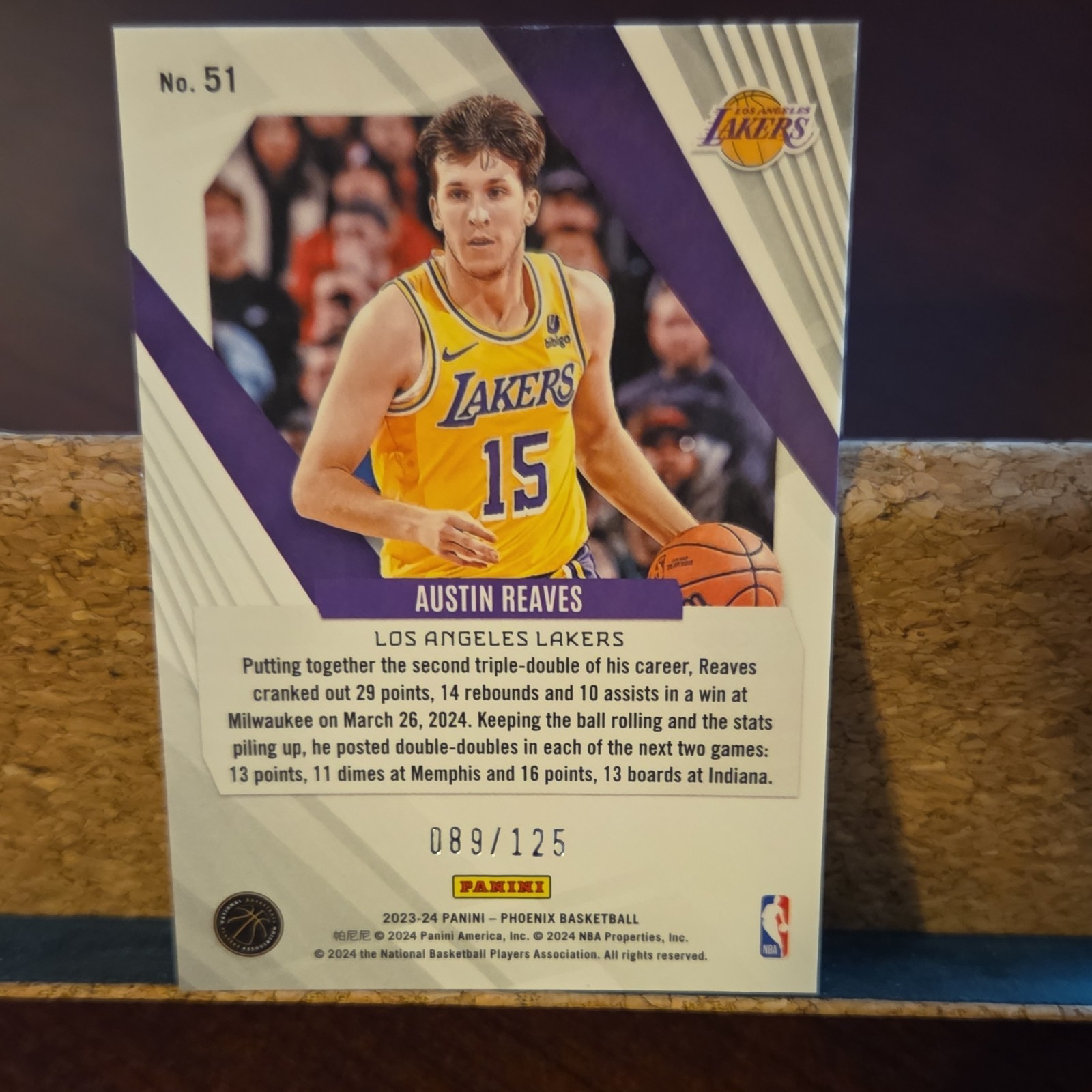 2023-24 Panini Phoenix #51 Austin Reaves Serial Numbered Los Angeles ...