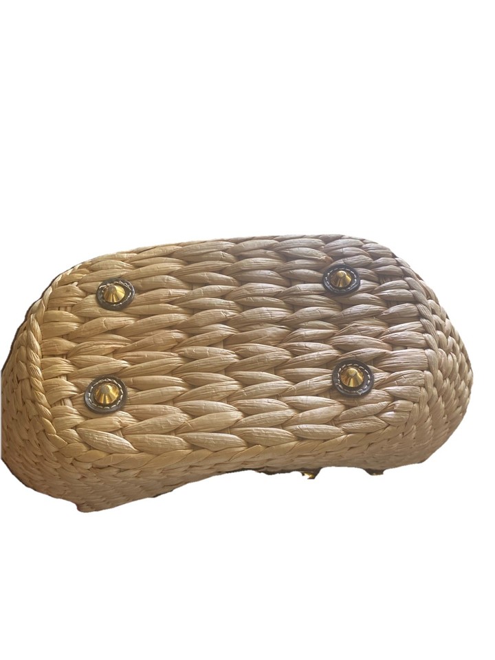 AMANDA SMITH STRAW HANDBAG BROWN SUEDE DETAIL DOUBLE HANDLE INSIDE ...