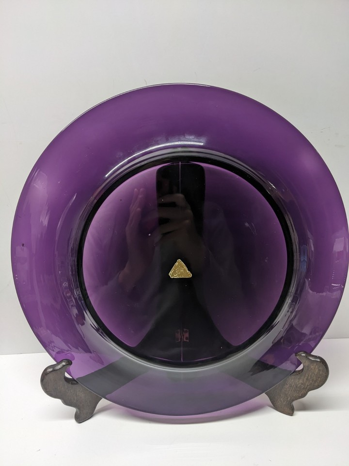 VTG Steuben Art Glass Large Purple Amethyst 14" Platter / Plate w ...
