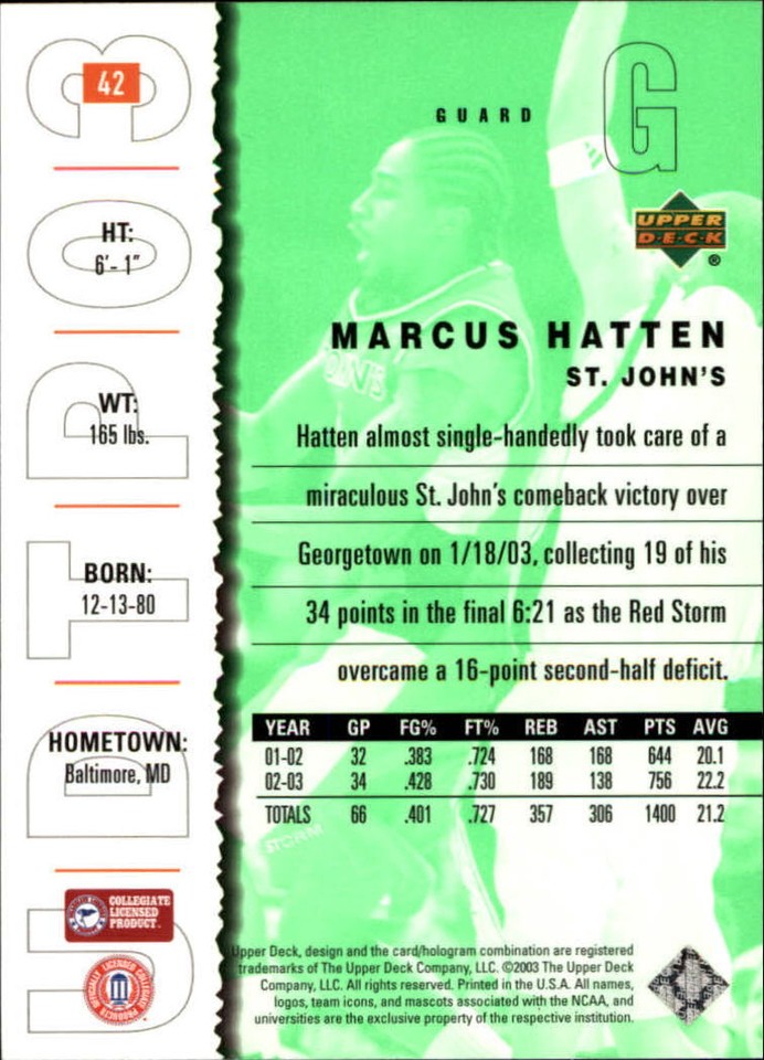 2003-04 UD Top Prospects #42 Marcus Hatten | eBay