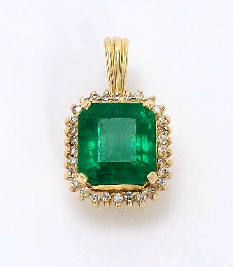 14k Gold Emerald Diamond Charm Pendant Enhancer Appra… - Gem